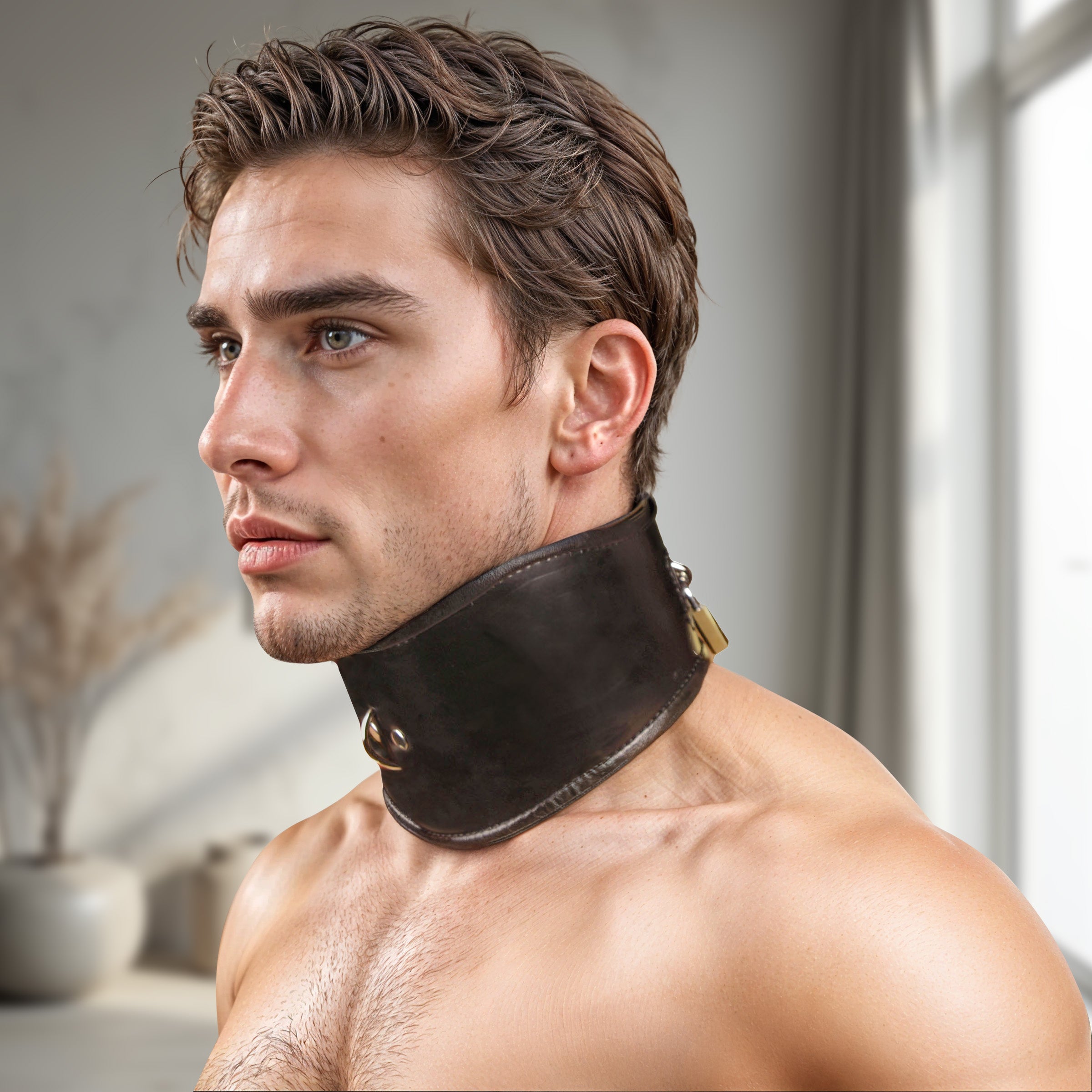 Padded Leather Locking Posture Collar – XR Brands