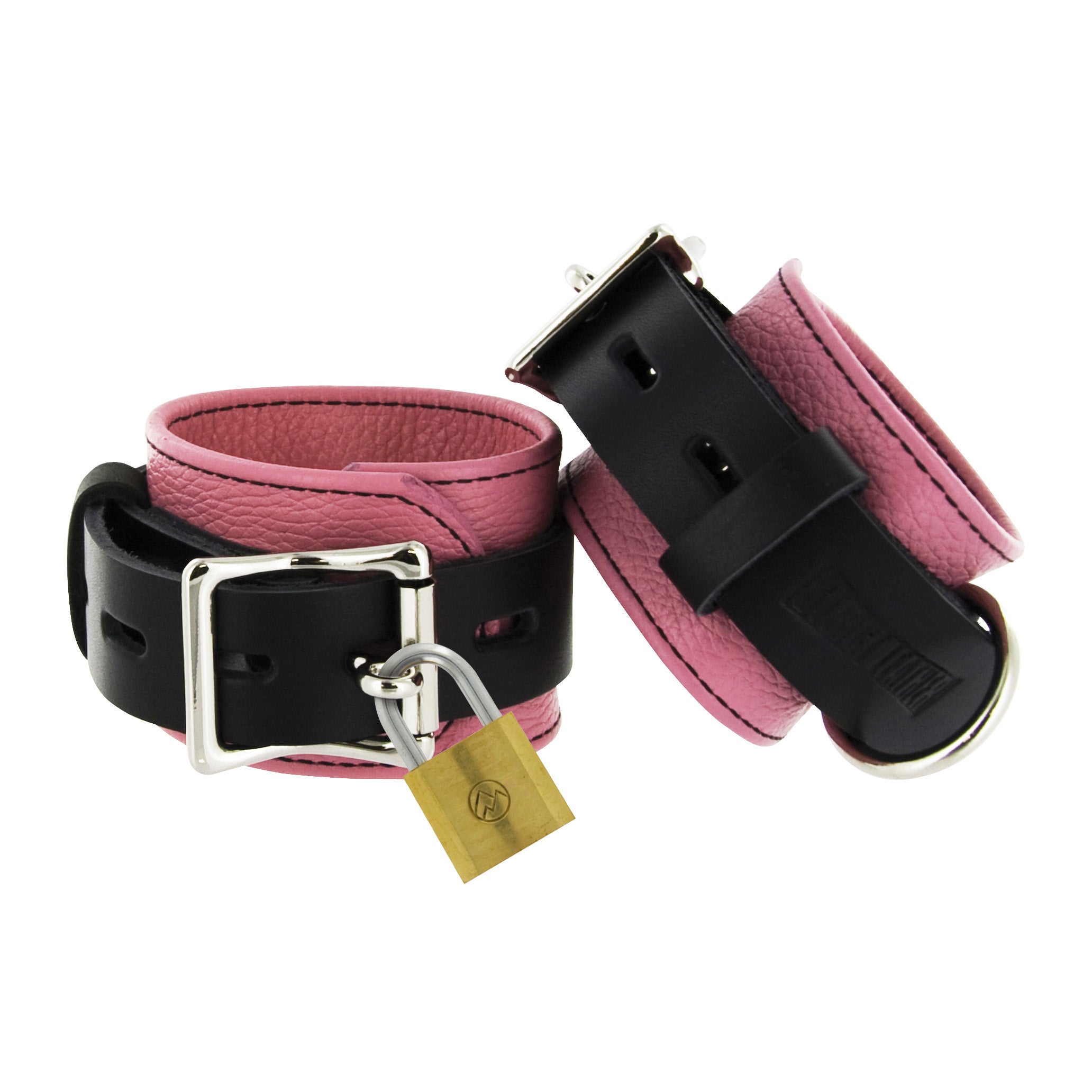 Strict Leather Pink and Black Deluxe Locking Cuffs – XR Brands